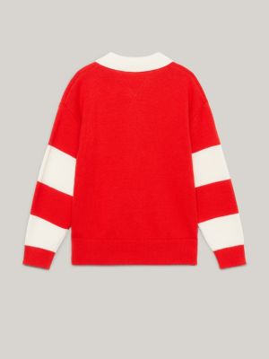 Varsity Pullover Mit Color Block Design Rot Tommy Hilfiger