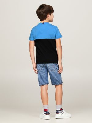 Essential T Shirt Mit Color Block Design Blau Tommy Hilfiger