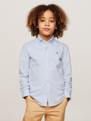 Regular Fit Hemd Mit Mikro Strich Print Weiß Tommy Hilfiger