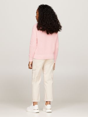 Essential Relaxed Crew Neck Jumper | Pink | Tommy Hilfiger