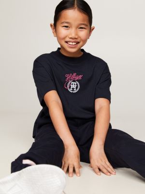 T Shirt Met Th Monogram En Scriptlogo Blauw Tommy Hilfiger