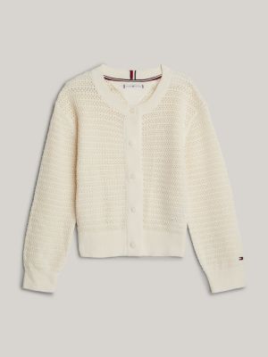 Adaptive Balloon Sleeve Crochet Boxy Cardigan | Beige | Tommy Hilfiger