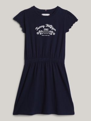 Floral Logo Relaxed Dress Blue Tommy Hilfiger