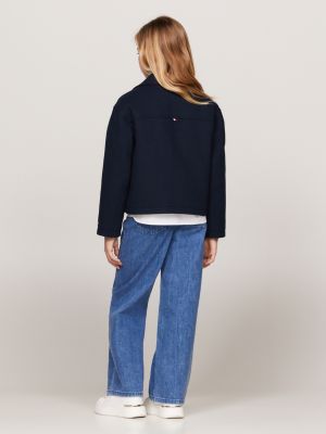 Check Lined Double Breasted Peacoat Blue Tommy Hilfiger