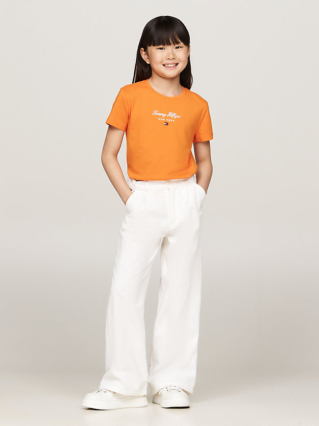 Metallic Logo Crew Neck T-Shirt | Orange | Tommy Hilfiger Metallic Logo Crew Neck T-Shirt | Orange | Tommy Hilfiger