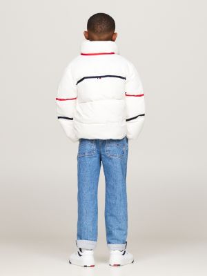 Stripe Relaxed Fit Padded Jacket White Tommy Hilfiger