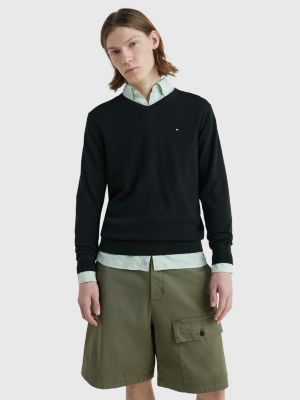 Sweatshirt Mit V Ausschnitt Schwarz Tommy Hilfiger