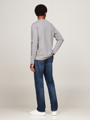 Slim Fit Langarmshirt Mit Logo Grau Tommy Hilfiger