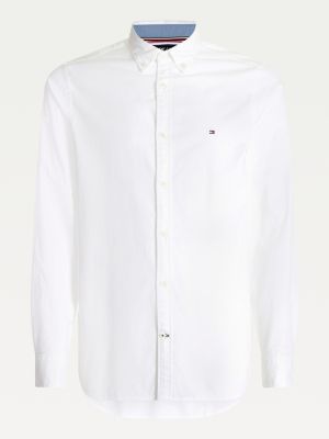 Th Flex Slim Fit Hemd Mit Dobby Effekt Weiß Tommy Hilfiger