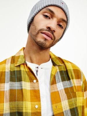 Regular Fit Karo Hemd Aus Baumwoll Leinenmix Gelb Tommy Hilfiger