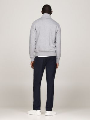 Quarter Zip Mock Turtleneck Sweatshirt Grey Tommy Hilfiger