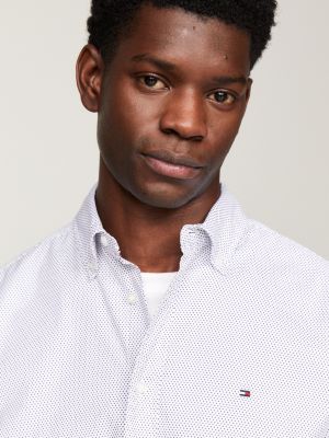 Chemise Th Flex à Motif Géométrique Blanc Tommy Hilfiger