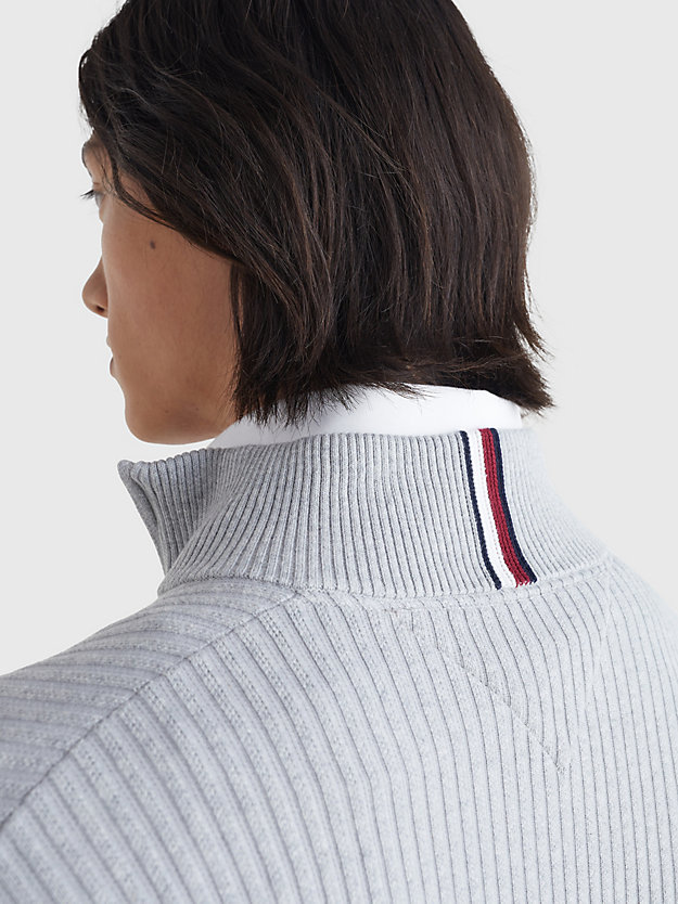 Rib-Knit Zip-Thru Flag Cardigan | GREY | Tommy Hilfiger Rib-Knit Zip-Thru Flag Cardigan | GREY | Tommy Hilfiger