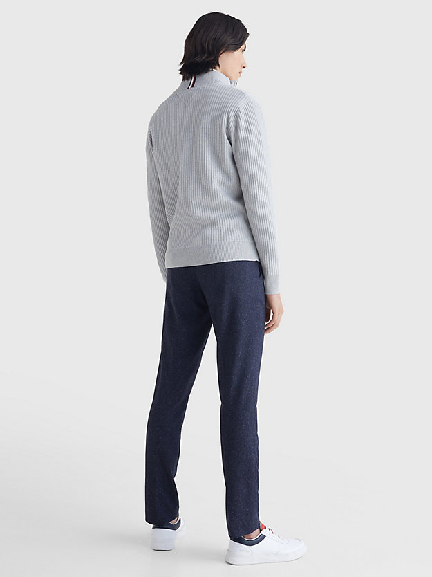 Rib-Knit Zip-Thru Flag Cardigan | GREY | Tommy Hilfiger Rib-Knit Zip-Thru Flag Cardigan | GREY | Tommy Hilfiger