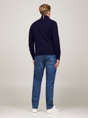 1985 Trui Met Ritskraag Blauw Tommy Hilfiger