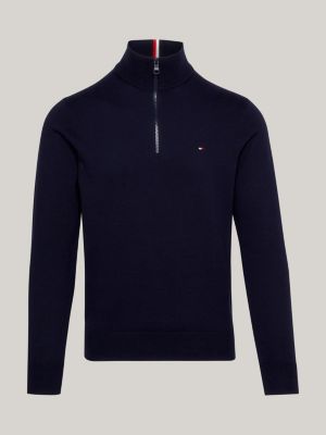 1985 Trui Met Ritskraag Blauw Tommy Hilfiger