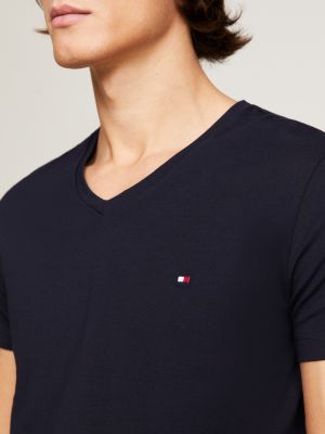 T Shirt Mit V Ausschnitt Blau Tommy Hilfiger