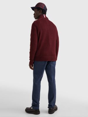 Lambswool Quarter Zip Mock Neck Jumper Red Tommy Hilfiger