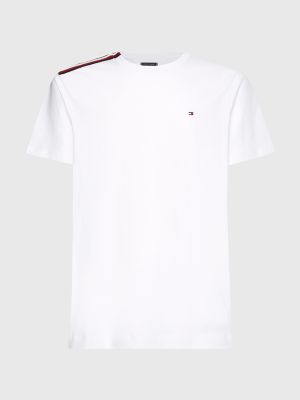 T Shirt Con Nastro Iconico Bianco Tommy Hilfiger