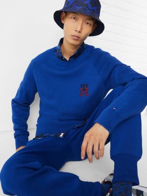 Th Monogram Supima Relaxed Jumper Blue Tommy Hilfiger