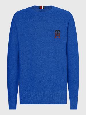 Th Monogram Supima Relaxed Jumper Blue Tommy Hilfiger