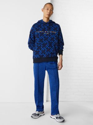 Th Monogram Flex Fleece Hoodie Blauw Tommy Hilfiger