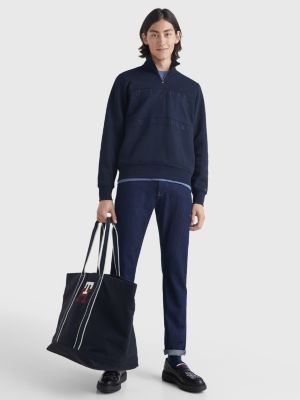 Half Zip Mock Turtleneck Sweatshirt Blue Tommy Hilfiger