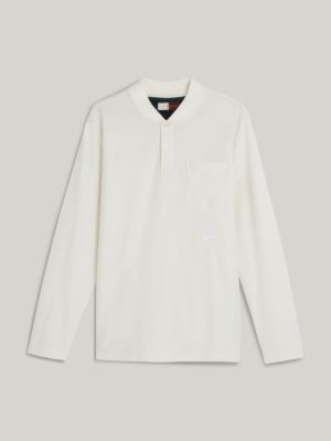 Relaxed Fit Langarm Poloshirt Mit Wappen Weiß Tommy Hilfiger