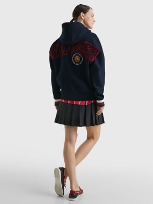Boxy fit hoodie met varsity-appliqué | BLAUW | Tommy Hilfiger