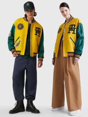 Crest Cashmere Blend Varsity Jacket Yellow Tommy Hilfiger