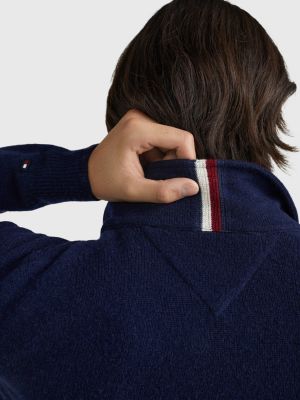 Recycled Wool Half Zip Relaxed Fit Jumper Blue Tommy Hilfiger