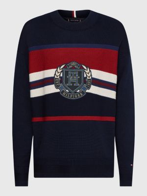 Gestreifter Relaxed Fit Pullover Blau Tommy Hilfiger