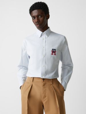 Chemise Coupe Standard Th Monogram Bleu Tommy Hilfiger