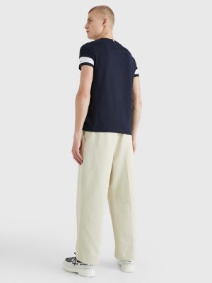 Camiseta Color Block De Corte Slim Azul Tommy Hilfiger