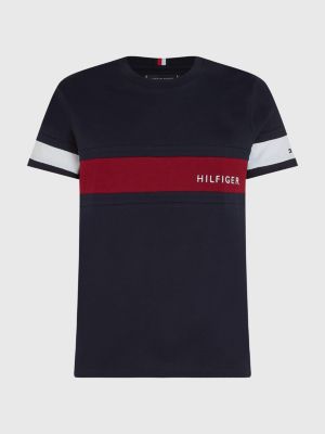 Camiseta Color Block De Corte Slim Azul Tommy Hilfiger