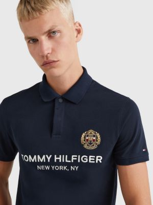 Polo Icons Slim Fit Con Stemma Blu Tommy Hilfiger
