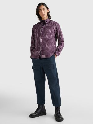 Regular Fit Popeline Hemd Mit Retro Print Rot Tommy Hilfiger