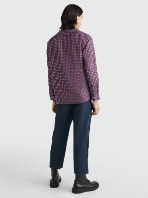 Regular Fit Popeline Hemd Mit Retro Print Rot Tommy Hilfiger