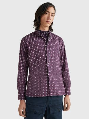 Regular Fit Popeline Hemd Mit Retro Print Rot Tommy Hilfiger