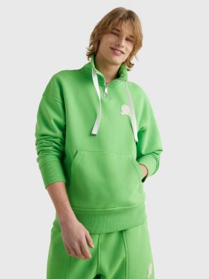Sweatshirt Met Rits En Embleem Groen Tommy Hilfiger