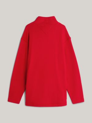 Hochgeschlossenes Logo Sweatshirt Aus Fleece Rot Tommy Hilfiger
