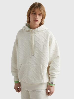 Th Monogram Hoodie Mit Gestepptem Jaquard Weiß Tommy Hilfiger