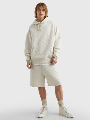 Th Monogram Hoodie Mit Gestepptem Jaquard Weiß Tommy Hilfiger