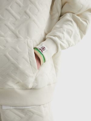 Th Monogram Hoodie Mit Gestepptem Jaquard Weiß Tommy Hilfiger