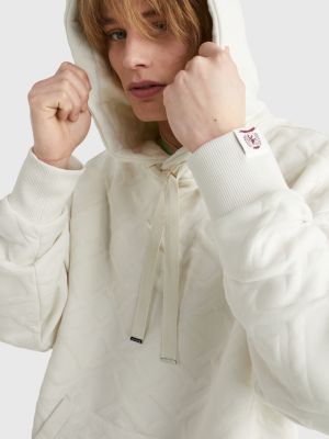 Th Monogram Hoodie Mit Gestepptem Jaquard Weiß Tommy Hilfiger