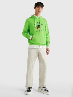 Th Monogram Embroidery Hoody Green Tommy Hilfiger