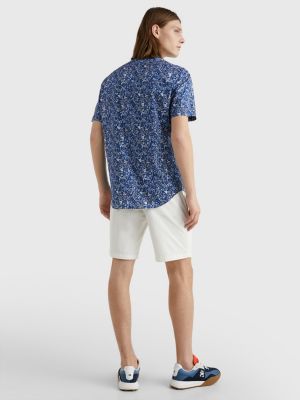 Regular Fit Kurzarm Hemd Mit Blumen Print Blau Tommy Hilfiger
