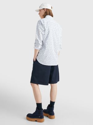 Regular Fit Seersucker Hemd Mit Blumen Print Weiß Tommy Hilfiger