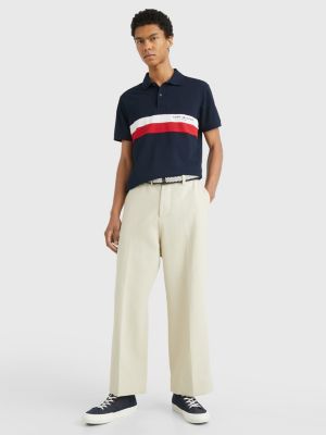 Polo Color Block De Corte Slim Azul Tommy Hilfiger