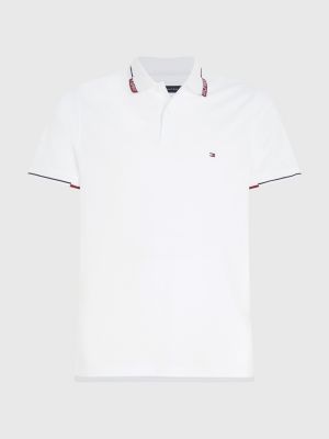 Regular Fit Polo Met Streep Langs De Kraag Wit Tommy Hilfiger